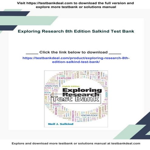 Exploring Research 8th Edition Salkind Test Bank | PDF