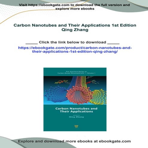 Carbon Nanotubes and Their Applications 1st Edition Qing Zhang all chapter instant download | PDF