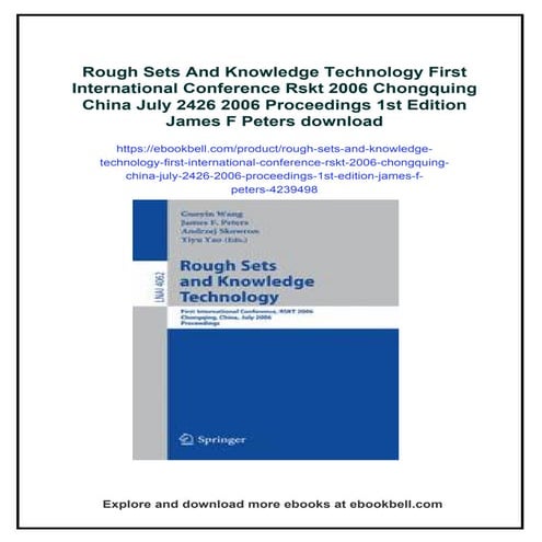 Rough Sets And Knowledge Technology First International Conference Rskt 2006 Chongquing China ...