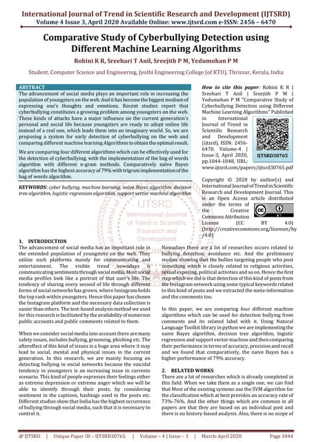 A Review Paper On Cyber Harassment Detection Using Machine Learning