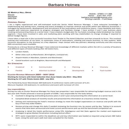 Barbara Holmes CV Cluster Revenue June 2016 | DOC