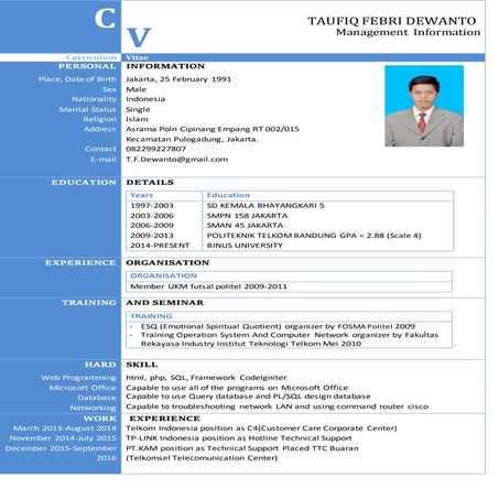 CV Taufiq Febri Dewanto | PDF