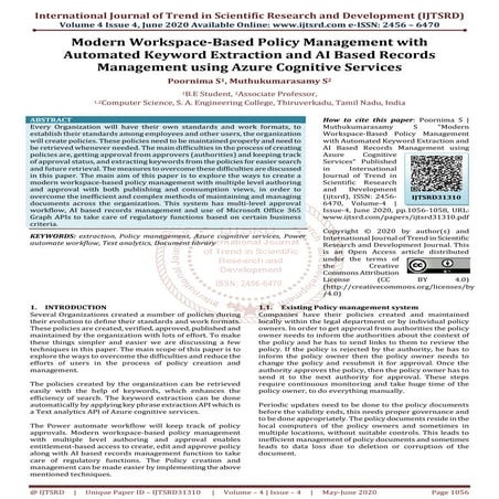 Modern Workspace Based Policy Management with Automated Keyword Extraction and AI Based Records ...