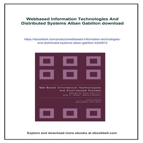 Webbased Information Technologies And Distributed Systems Alban ...