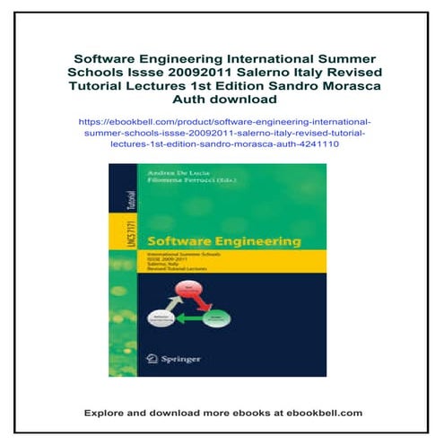 Software Engineering International Summer Schools Issse 20092011 Salerno Italy Revised Tutorial ...