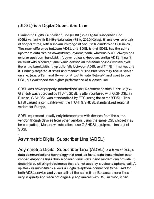 Dsl Digital Subscriber Line Pptx Computer Networking Computing