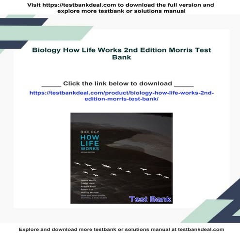 Biology How Life Works 2nd Edition Morris Test Bank | PDF