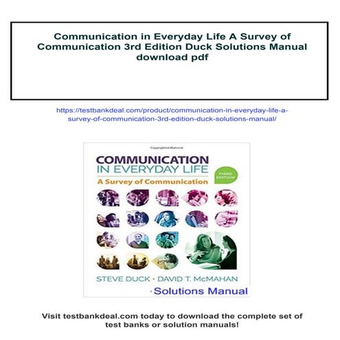 Communication in Everyday Life A Survey of Communication 3rd Edition ...