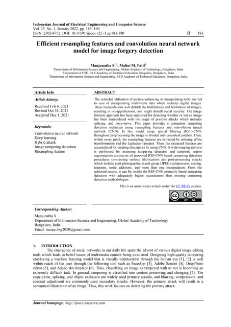 Efficient Resampling Features And Convolution Neural Network Model For Image Forgery Detection Pdf