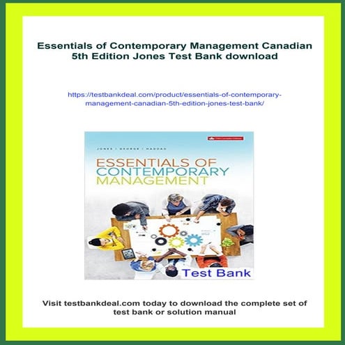Essentials of Contemporary Management Canadian 5th Edition Jones Test ...