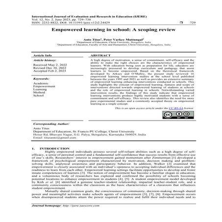 Empowered learning in school: A scoping review | PDF