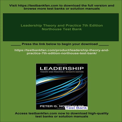 Leadership Theory and Practice 7th Edition Northouse Test Bank | PDF