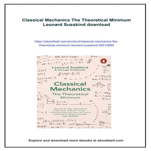 Classical Mechanics The Theoretical Minimum Leonard Susskind | PDF