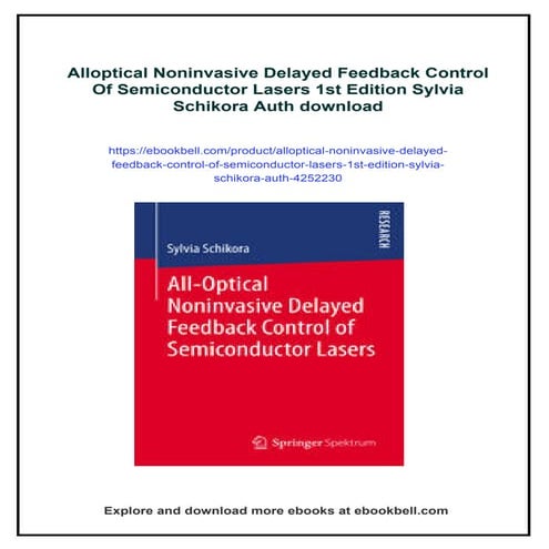 Alloptical Noninvasive Delayed Feedback Control Of Semiconductor Lasers 1st Edition Sylvia ...