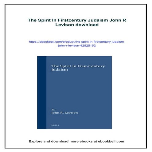 The Spirit In Firstcentury Judaism John R Levison | PDF