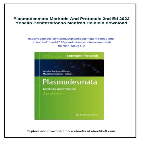 Plasmodesmata Methods And Protocols 2nd Ed 2022 Yoselin Benitezalfonso Manfred Heinlein | PDF