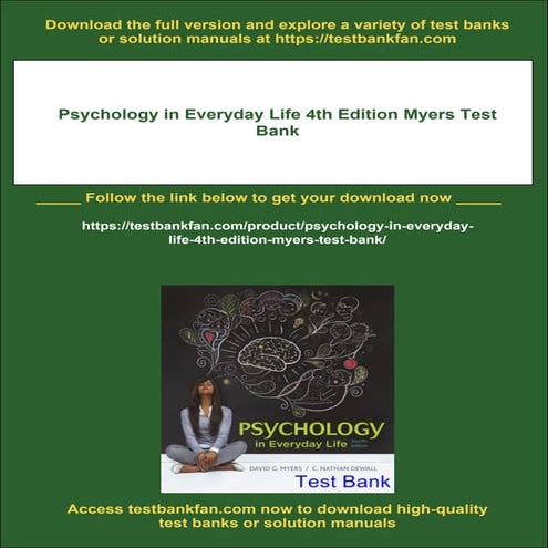 Psychology in Everyday Life 4th Edition Myers Test Bank | PDF