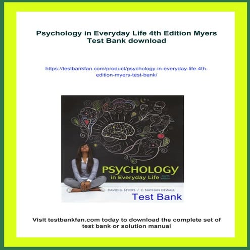 Psychology in Everyday Life 4th Edition Myers Test Bank | PDF