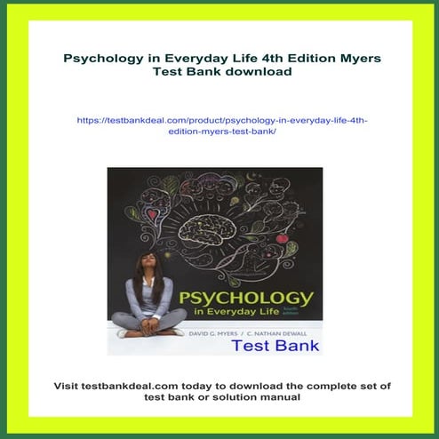 Psychology in Everyday Life 4th Edition Myers Test Bank | PDF