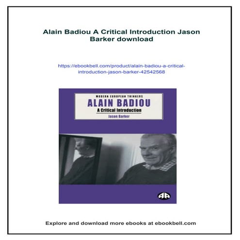 Alain Badiou A Critical Introduction Jason Barker | PDF