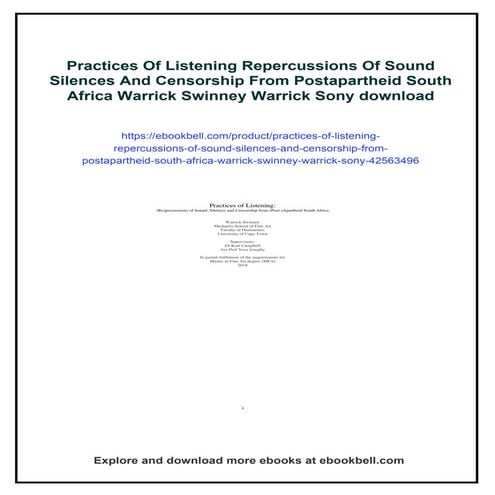 Practices Of Listening Repercussions Of Sound Silences And Censorship ...