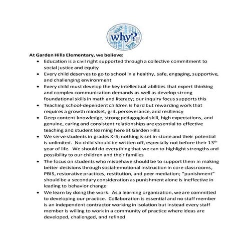 belief statement | DOCX | Primary Education | Education