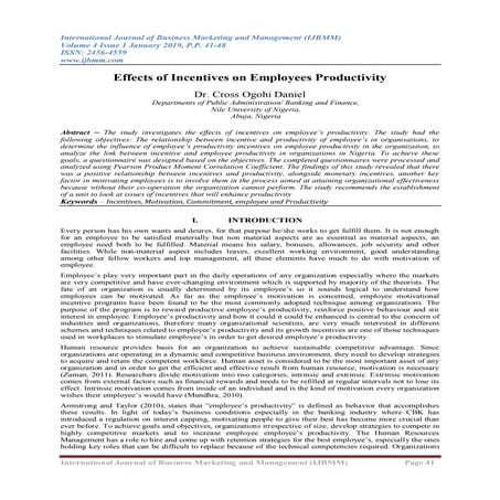 Effects of Incentives on Employees Productivity | PDF