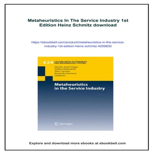 Metaheuristics In The Service Industry 1st Edition Heinz Schmitz | PDF