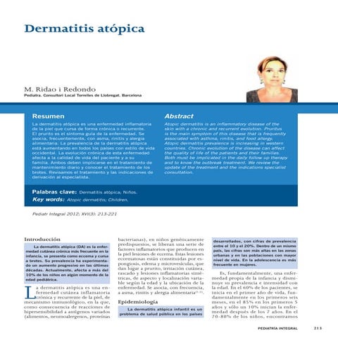 DERMATITIS ATOPICA EN NIÑOS, MANEJO PEDIATRICO | PPTX