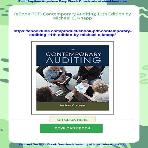 (eBook PDF) Contemporary Auditing 11th Edition by Michael C. Knapp | PDF