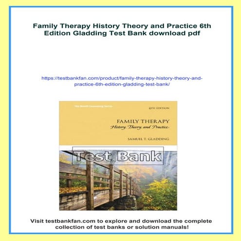 Family Therapy History Theory and Practice 6th Edition Gladding Test ...