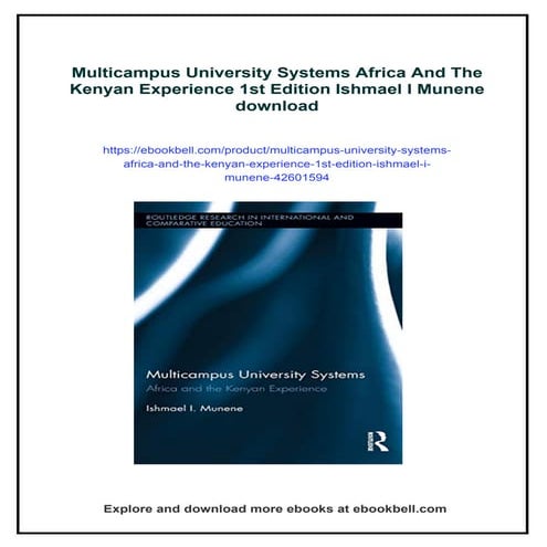 Multicampus University Systems Africa And The Kenyan Experience 1st Edition Ishmael I Munene | PDF