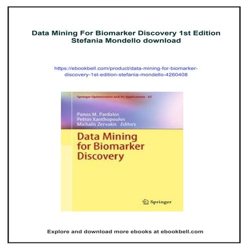 Data Mining For Biomarker Discovery 1st Edition Stefania Mondello | PDF