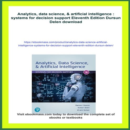 Analytics, data science, & artificial intelligence : systems for decision support Eleventh ...