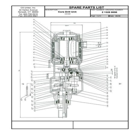 CS Unitec Pneumatic Core Drill Schematics: 2 1328 0050 SA | PDF