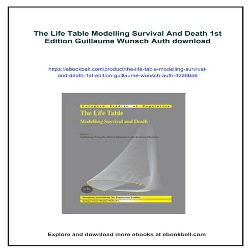 The Life Table Modelling Survival And Death 1st Edition Guillaume ...