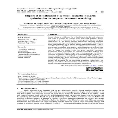 Impact Of Initialization Of A Modified Particle Swarm Optimization On