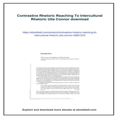Contrastive Rhetoric Reaching To Intercultural Rhetoric Ulla Connor | PDF