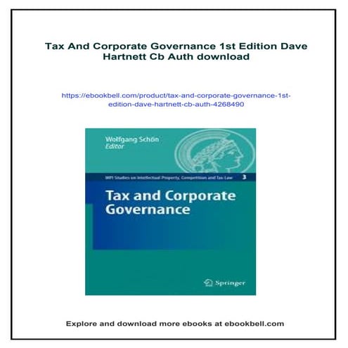 Tax And Corporate Governance 1st Edition Dave Hartnett Cb Auth | PDF
