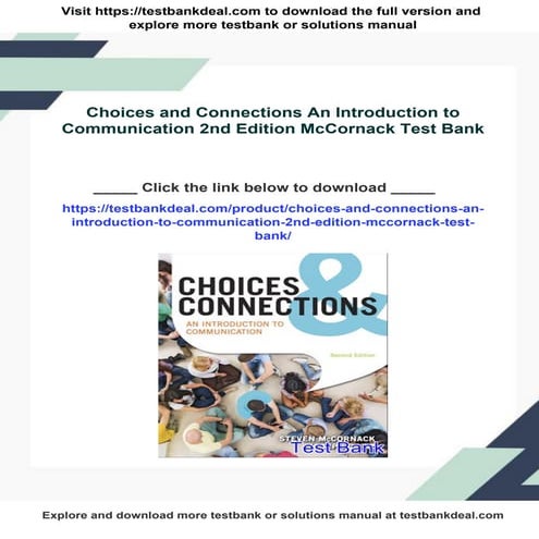 Choices and Connections An Introduction to Communication 2nd Edition ...