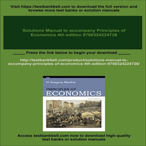 Solutions Manual to accompany Principles of Economics 4th edition ...