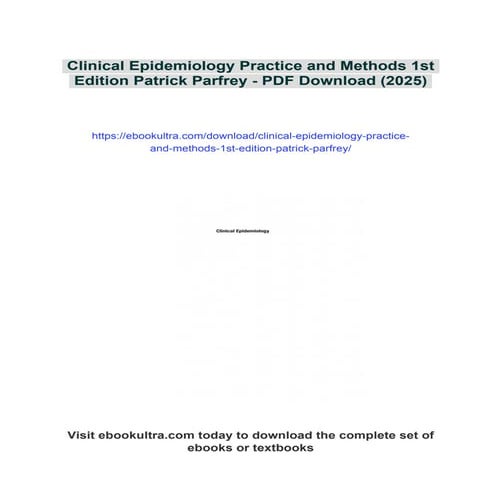 Clinical Epidemiology Practice and Methods 1st Edition Patrick Parfrey ...