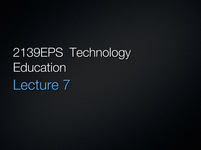 2139 Eps Lecture 7 Sem2 2007 | PPT 2139 Eps Lecture 7 Sem2 2007 | PPT