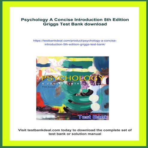 Psychology A Concise Introduction 5th Edition Griggs Test Bank | PDF