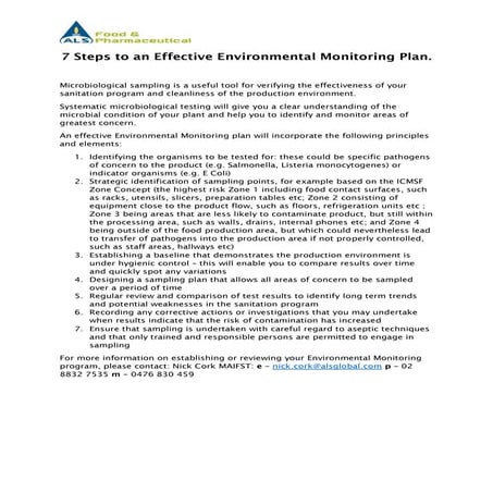 7 Steps to an Effective Environmental Monitoring Plan | PDF