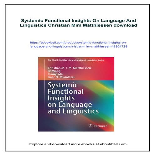 Systemic Functional Insights On Language And Linguistics Christian Mim ...