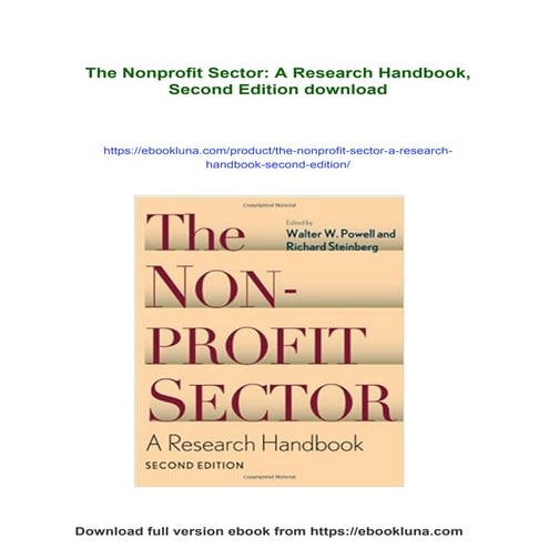 The Nonprofit Sector: A Research Handbook, Second Edition | PDF