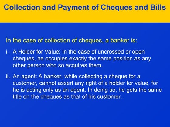 DUTIES OF COLLECTING BANKERS | PPT