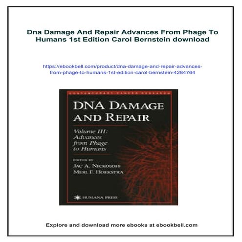 Dna Damage And Repair Advances From Phage To Humans 1st Edition Carol ...