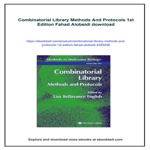 Combinatorial Library Methods And Protocols 1st Edition Fahad Alobeidi | PDF